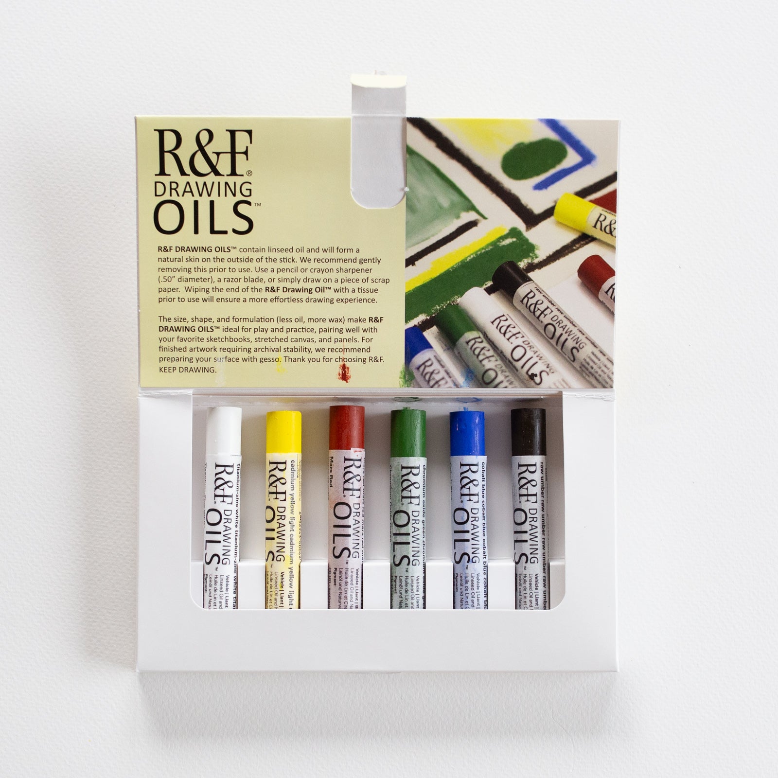 R&F Drawing Oils 12ml Introductory Color Set with 6 Sticks – Splendith